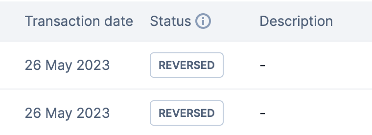 Pending transactions